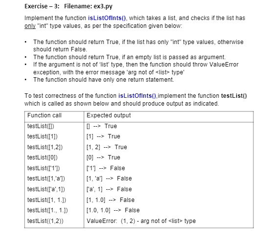 Solved Exercise 3 Filename Ex3 Py Implement The Function