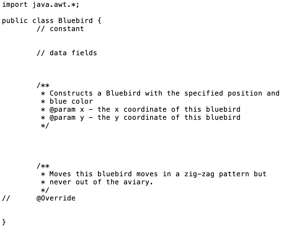 import java.awt.* public interface Flyable /STEP SIZE | Chegg.com