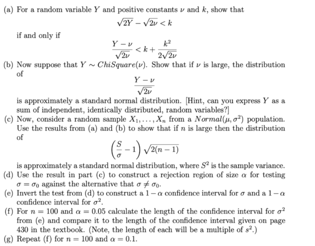 (a) For a random variable Y and positive constants v | Chegg.com