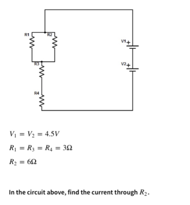 Solved R1 R2 V1+ V2+ R4 In the circuit above, find the | Chegg.com