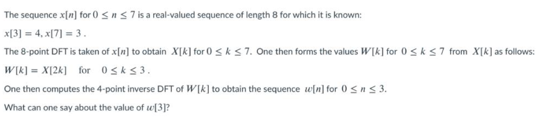 Solved The sequence x[n] for 0 | Chegg.com