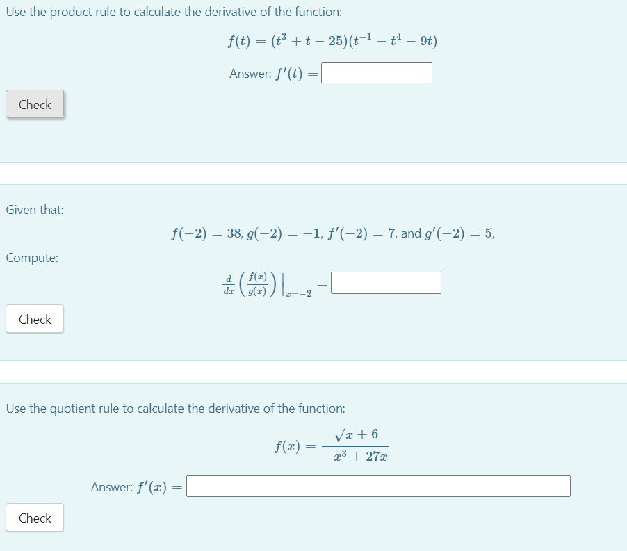 Solved Use the product rule to calculate the derivative of | Chegg.com