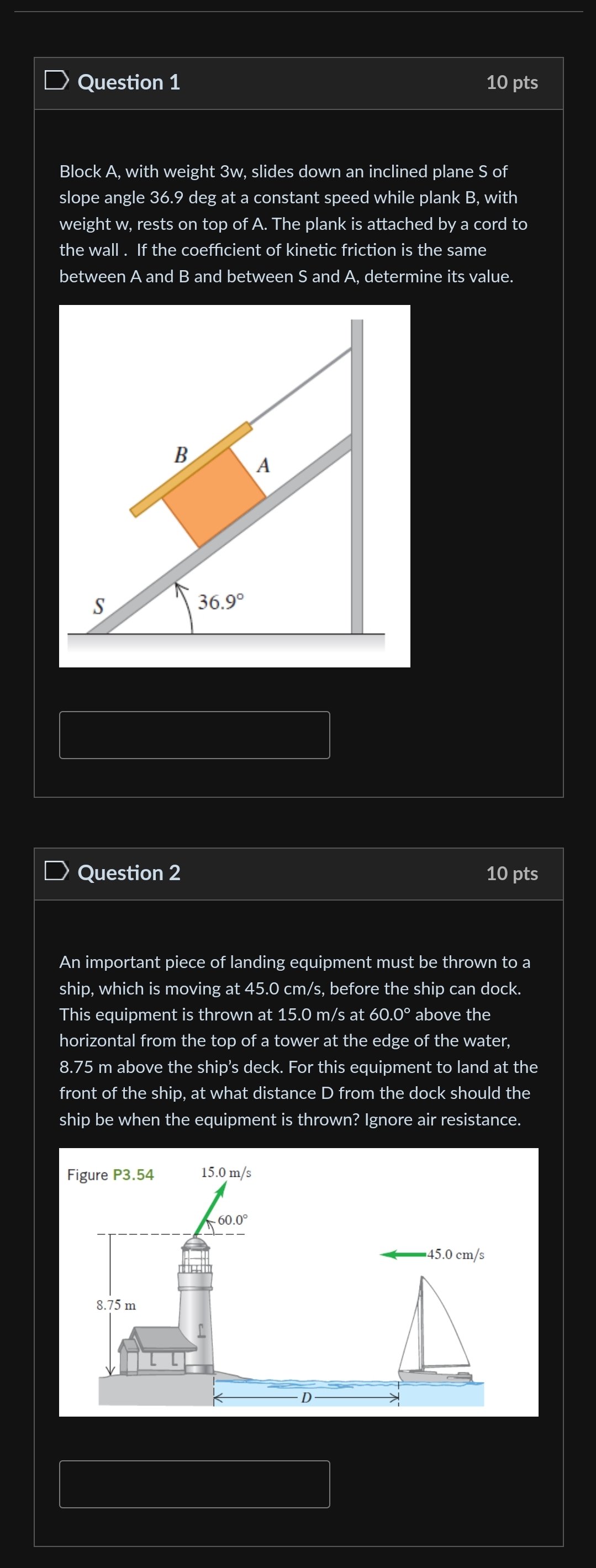 Solved Question 1Block A , ﻿with weight 3 ﻿w , ﻿slides down | Chegg.com