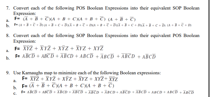 Solved a. 7. Convert each of the following POS Boolean | Chegg.com