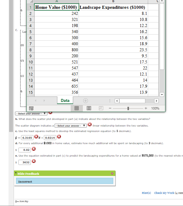 Solved David's Landscaping has collected data on home values | Chegg.com
