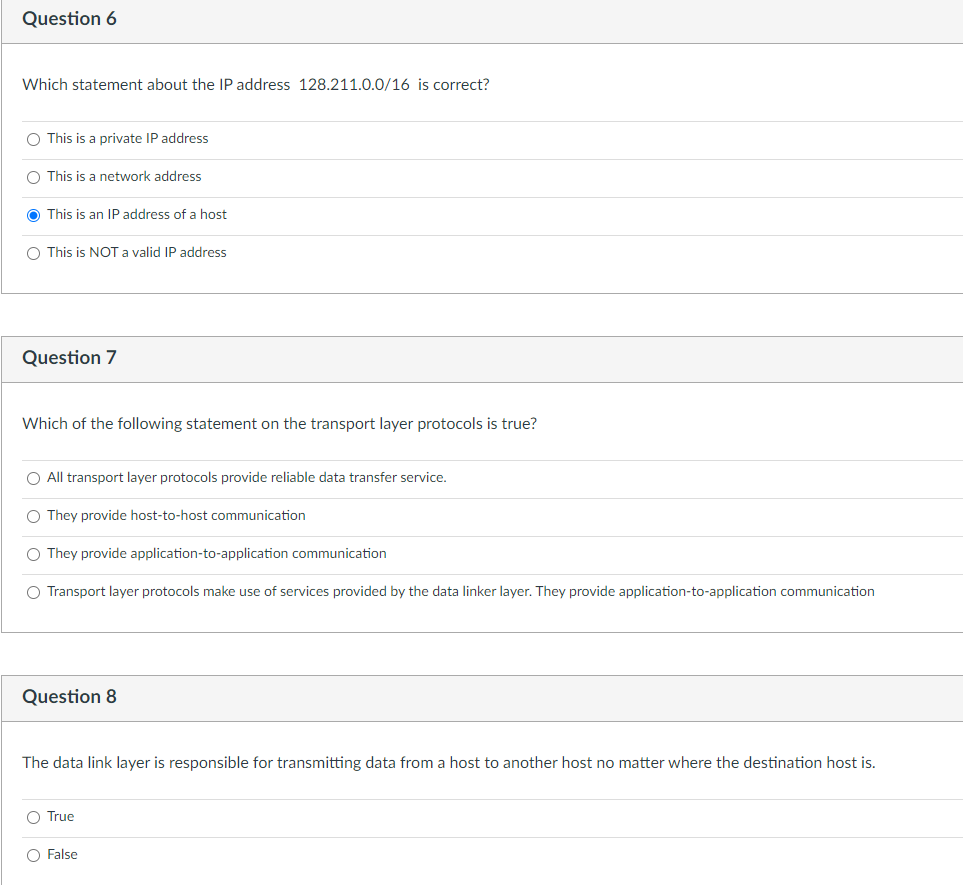 Solved Question 6 Which statement about the IP address | Chegg.com
