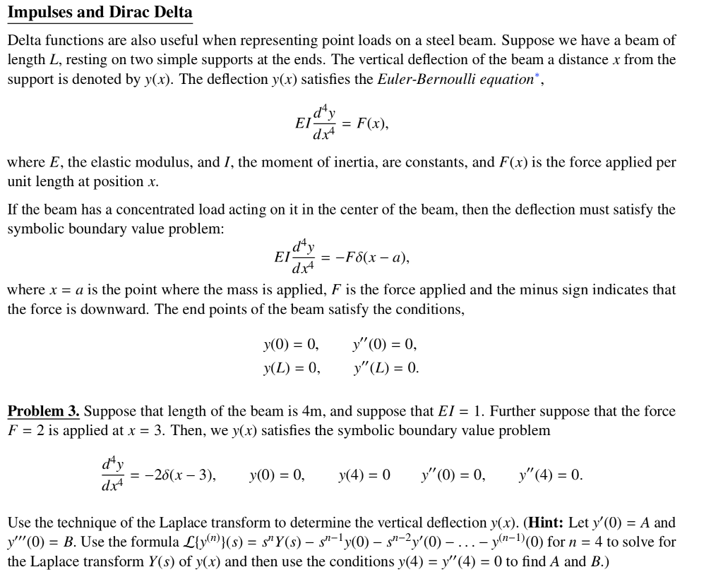 Solved Impulses and Dirac Delta Delta functions are also | Chegg.com