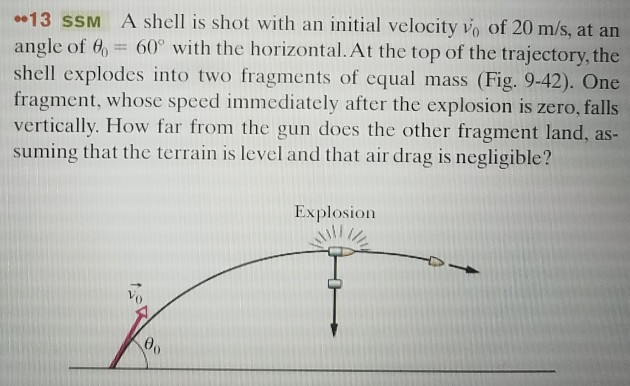 Solved 13 SSM A shell is shot with an initial velocity vo of | Chegg.com