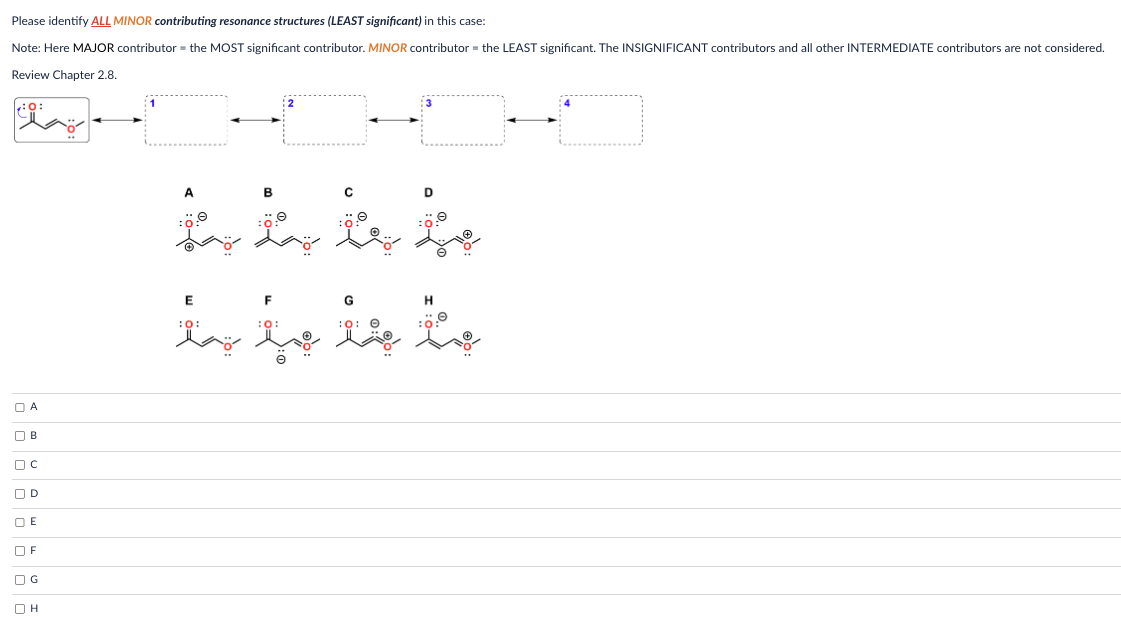 Solved Please identify ALL MINOR contributing resonance | Chegg.com
