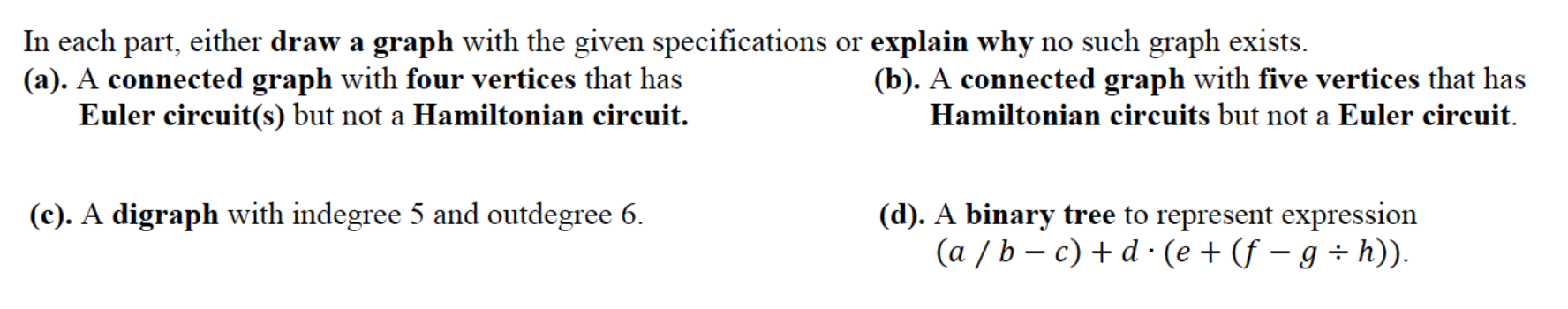 Solved In each part, either draw a graph with the given | Chegg.com