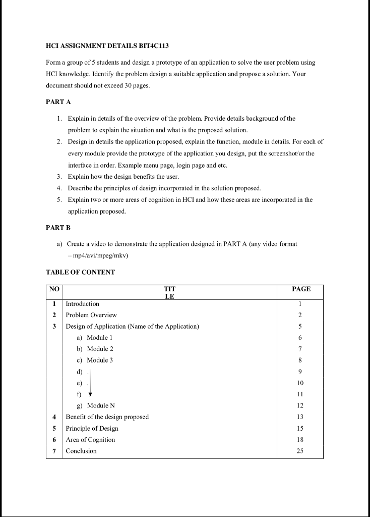 Solved HCI ASSIGNMENT DETAILS BIT4C113 Form a group of 5 | Chegg.com