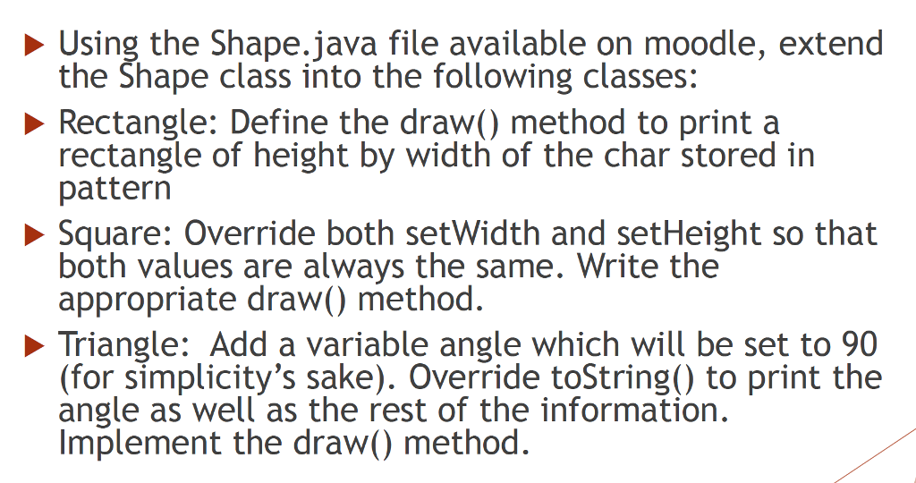 Solved package shapes; public class Shape { private int | Chegg.com