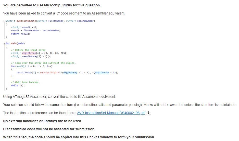 You are permitted to use Microchip Studio for this | Chegg.com