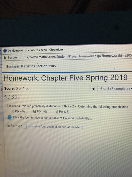 Solved ? Do Homework- Jennifer Cedeno - Chromium İ Secure | Chegg.com