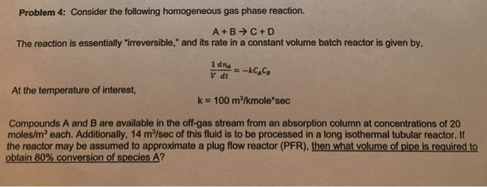 Solved Problem 4: Consider the following homogeneous gas | Chegg.com