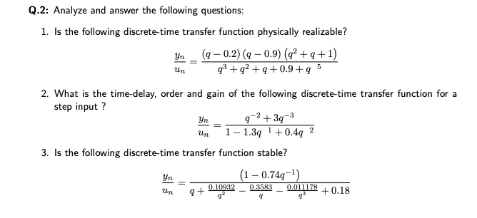 Solved Yn un Q.2: Analyze and answer the following | Chegg.com