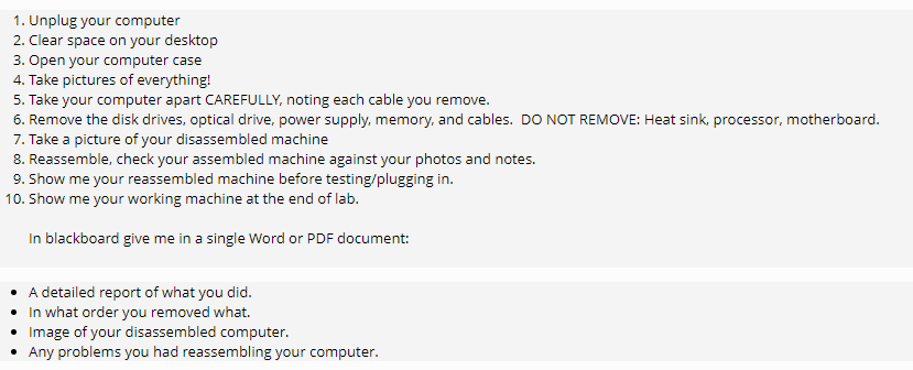 Solved 1. Unplug your computer 2. Clear space on your | Chegg.com