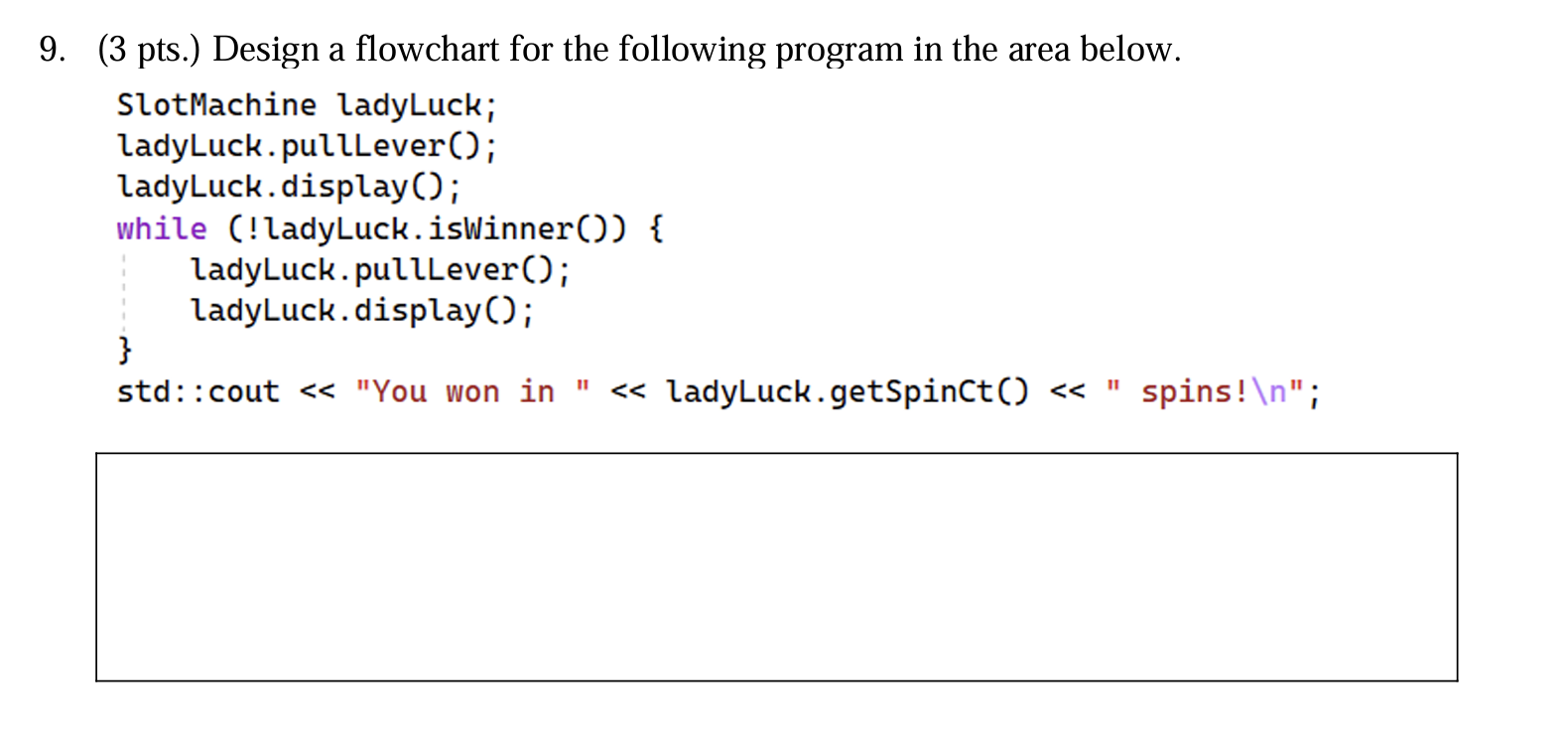 Solved (3 ﻿pts.) ﻿Design a flowchart for the following | Chegg.com