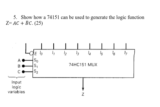 Solved 5. Show how a 74151 can be used to generate the logic | Chegg.com