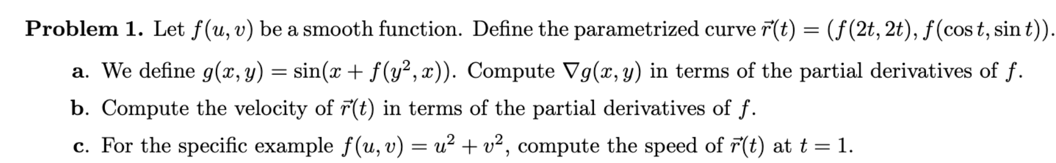 Solved Problem 1. ﻿Let f(u,v) ﻿be a smooth function. Define | Chegg.com