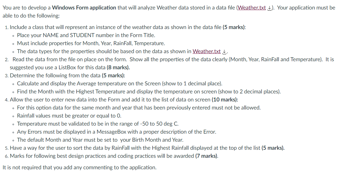 You are to develop a Windows Form application that | Chegg.com