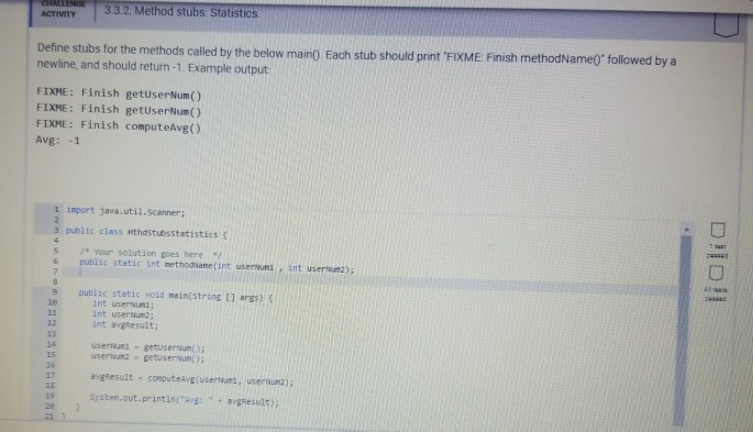 (Solved) : Activity 332 Method Stubs Statistics Define Stubs Methods ... (Solved) : Activity 332 Method Stubs Statistics Define Stubs Methods ...