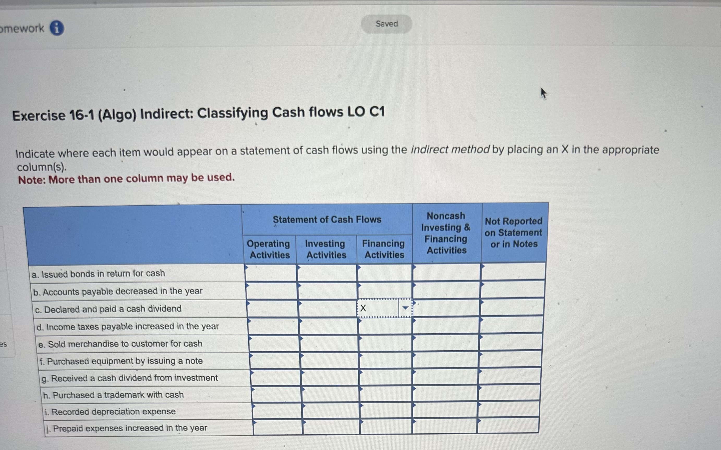 Solved Indicate where each item would appear on a statement | Chegg.com