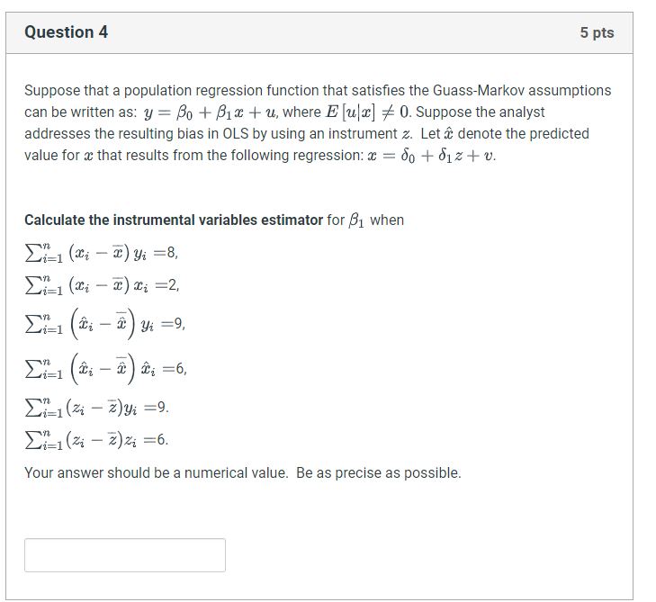 Question 4suppose That A Population Regression