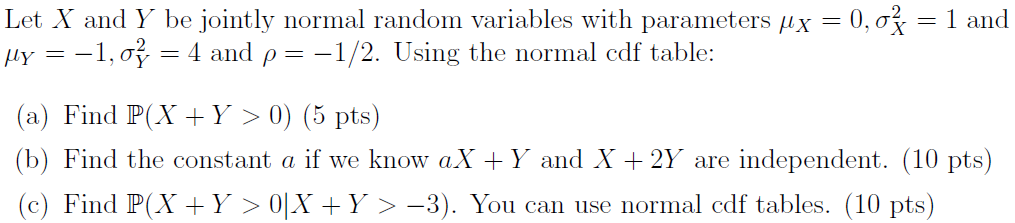 Solved Let X and Y be jointly normal random variables with | Chegg.com