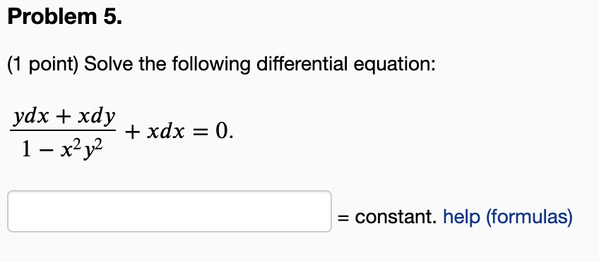 Solved Problem 5. (1 point) Solve the following differential | Chegg.com
