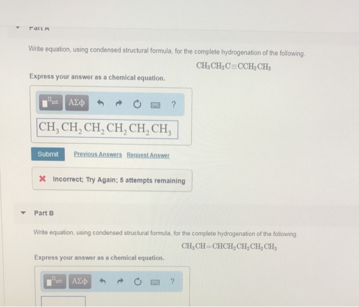 Solved ralL A Write equation, using condensed structural | Chegg.com