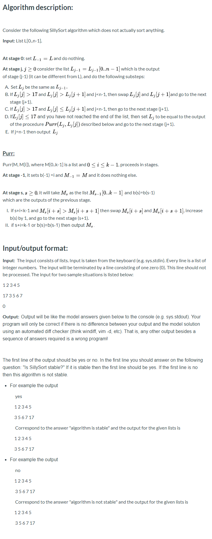Algorithm description: Consider the following | Chegg.com