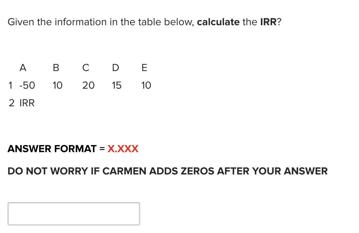 Solved Given the information in the table below, calculate | Chegg.com