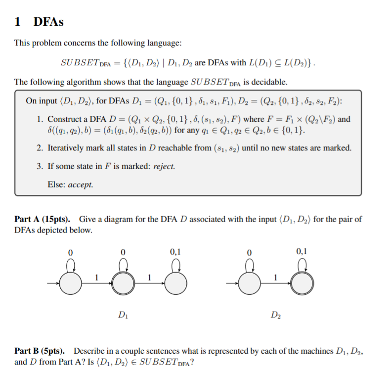 1 DFAs This problem concerns the following language: | Chegg.com