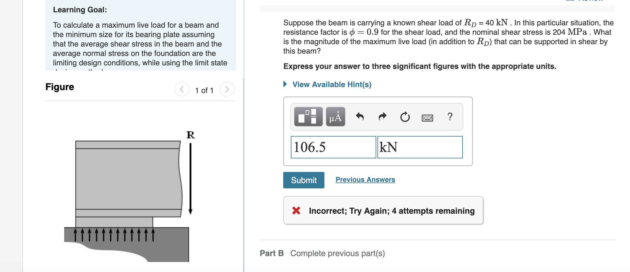 Solved Learning Goal: To calculate a maximum live load for a | Chegg.com Solved Learning Goal: To calculate a maximum live load for a | Chegg.com