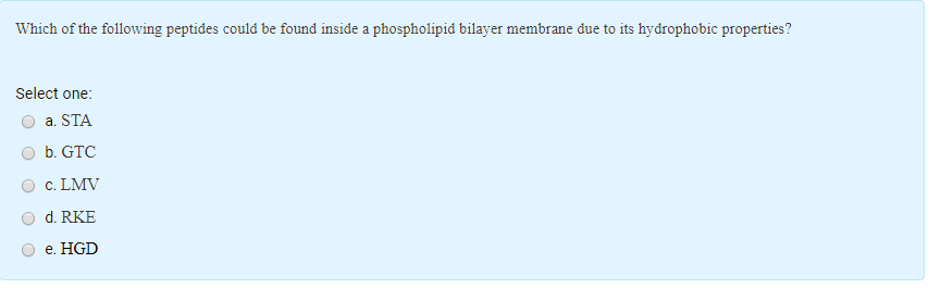 Solved Which of the following peptides could be found inside | Chegg.com