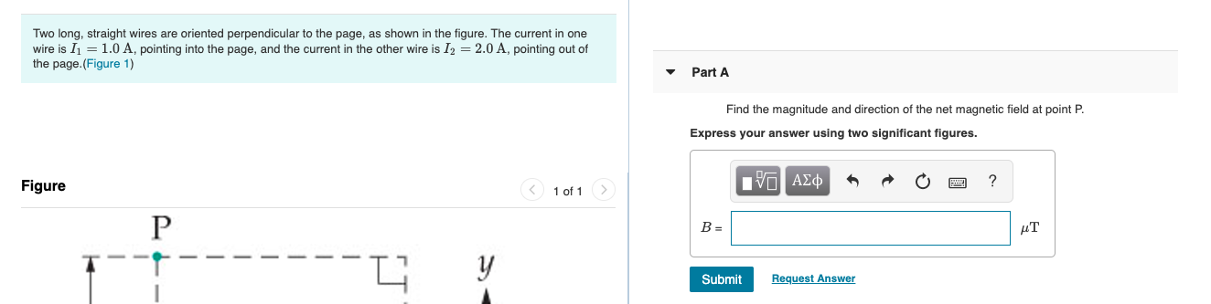 Solved Two long, straight wires are oriented perpendicular | Chegg.com