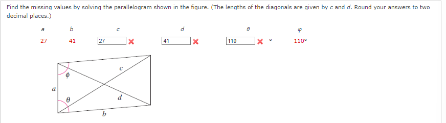 Solved Find the missing values by solving the parallelogram | Chegg.com