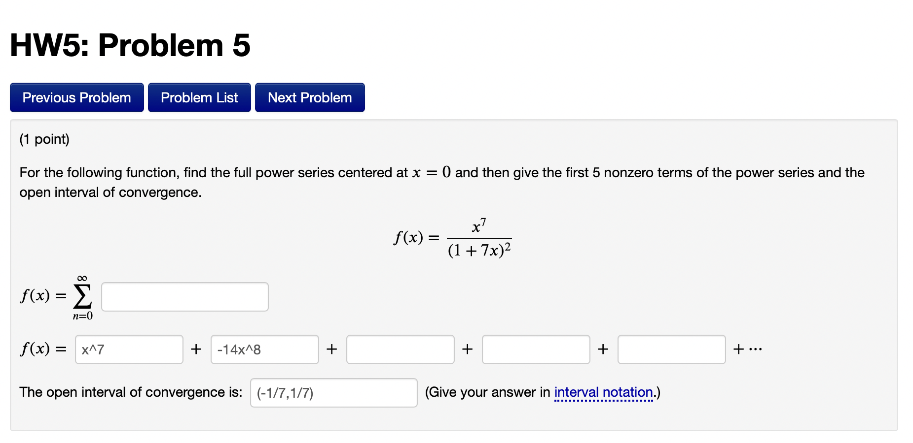 Solved HW5: Problem 5 Previous Problem Problem List Next | Chegg.com