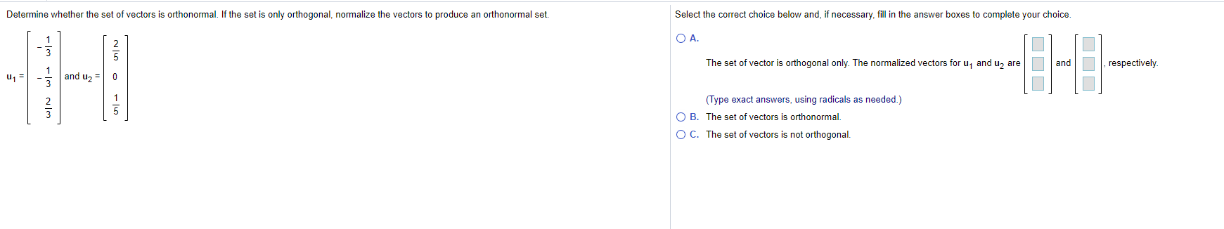 Solved Determine Whether The Set Of Vectors Is Orthonormal
