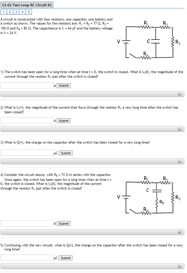 Solved 11-02 Two Loop RC Circuit #1 1 2 3 4 5 A circuit is | Chegg.com