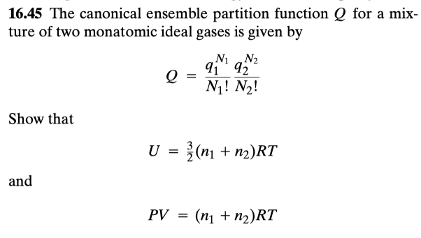 Solved 16.45 The canonical ensemble partition function for a | Chegg.com