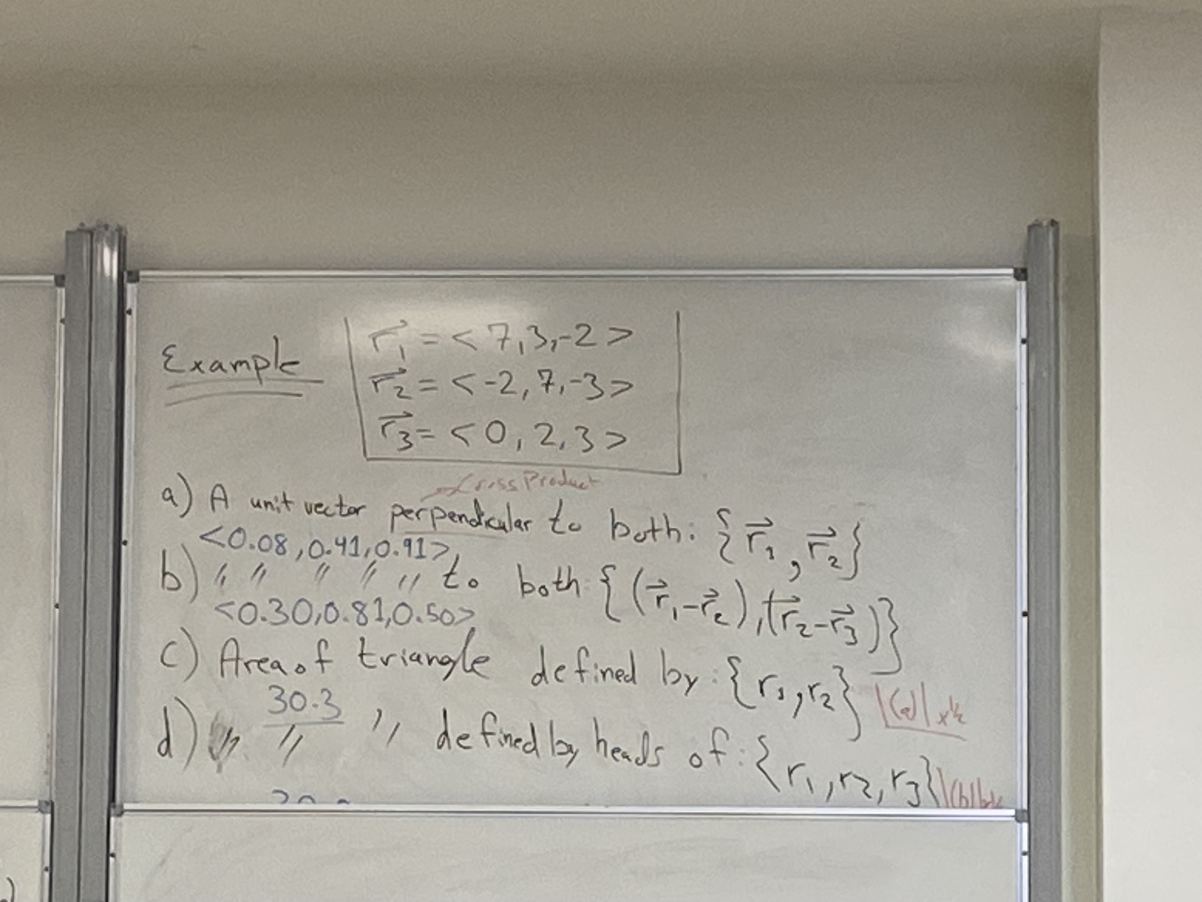 Solved Example ∣r1= 7,3,−2 r2= −2,7,−3 r3= 0,2,3 a) A unit | Chegg.com