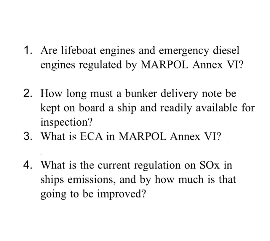 Solved 1. Are lifeboat engines and emergency diesel engines | Chegg.com