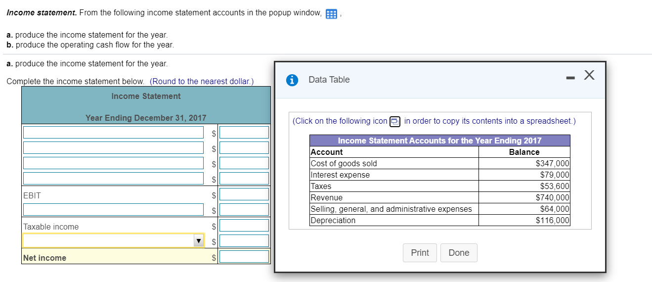 Solved Income statement. From the following income statement | Chegg.com