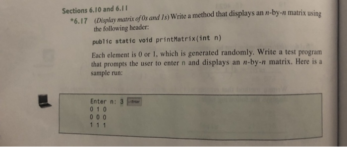 Solved Sections 6.10 and 6.1 (Display matrix of Os and 1s) | Chegg.com