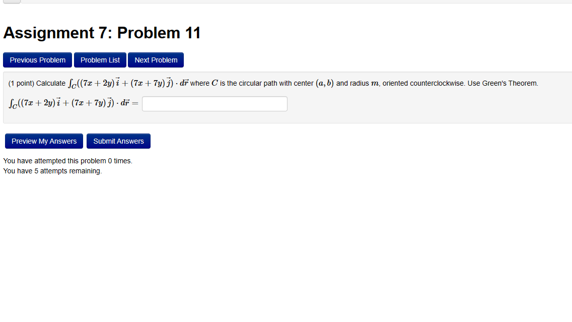 Solved (1 point) Calculate ∫C((7x+2y)i+(7x+7y)j)⋅dr where C | Chegg.com
