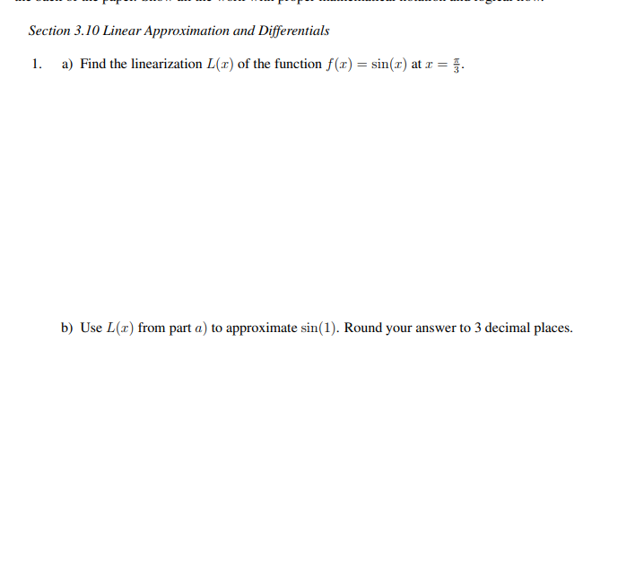 Solved Section 3 10 Linear Approximation And Differentials
