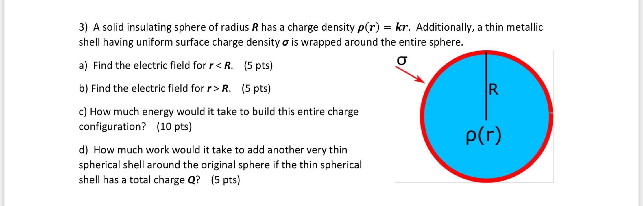 Solved = 3) A solid insulating sphere of radius R has a | Chegg.com
