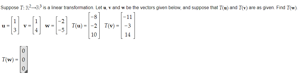 Solved Suppose T:R2→R3 is a linear transformation. Let u,v | Chegg.com